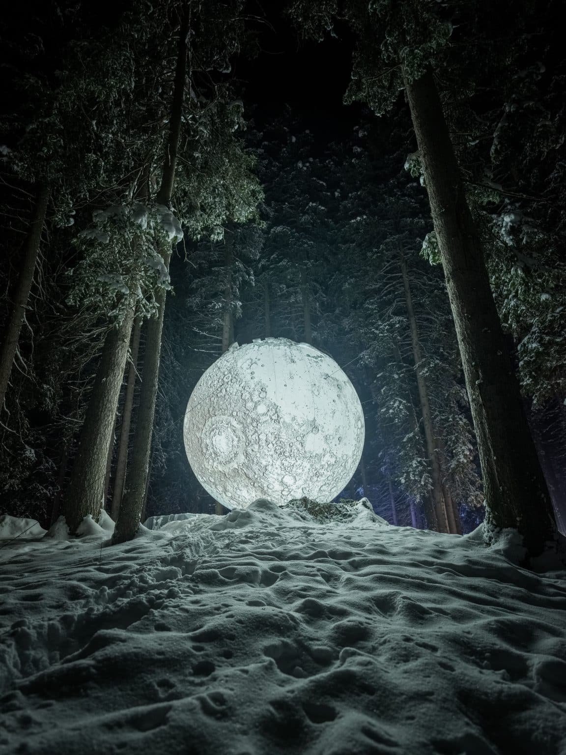 aufblasbarer Mond beleuchtet - Berlinzeppelin